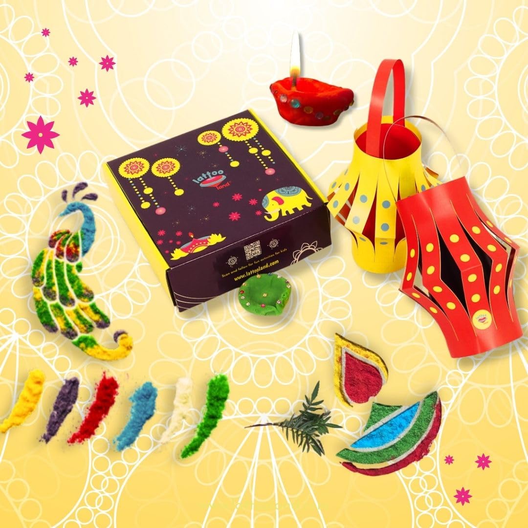 Buy Lattooland Diwali Kit | Organic Rangoli with Wooden Stencils ...