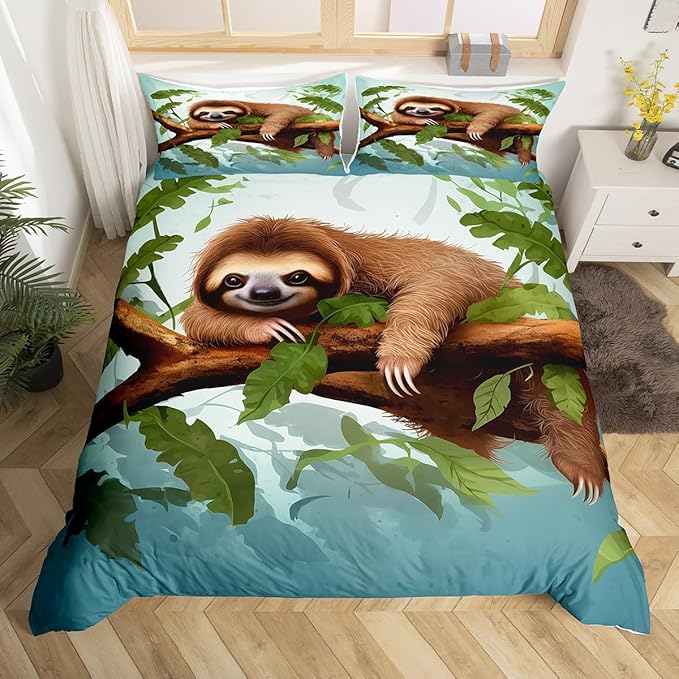 Amazon.com: Erosebridal Sloth Comforter Cover King Size, Wild Sloth ...