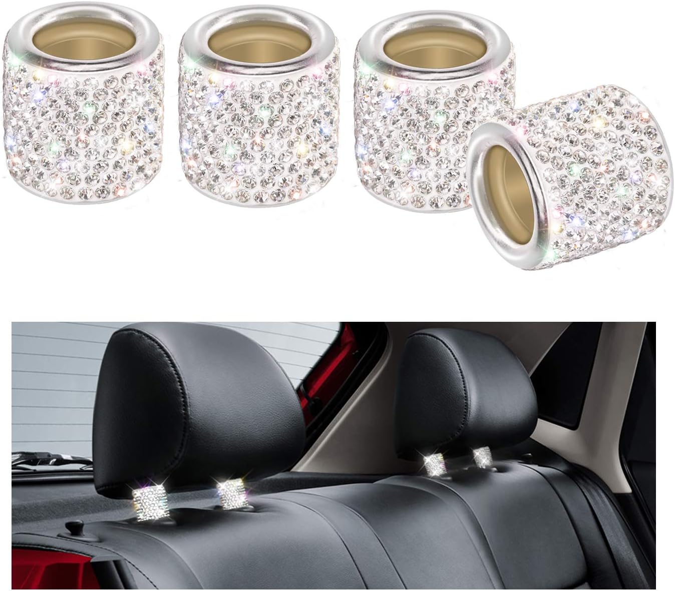 Amazon.com: Car Headrest Collars, YINUO 4 Pack Crystal Car Seat ...