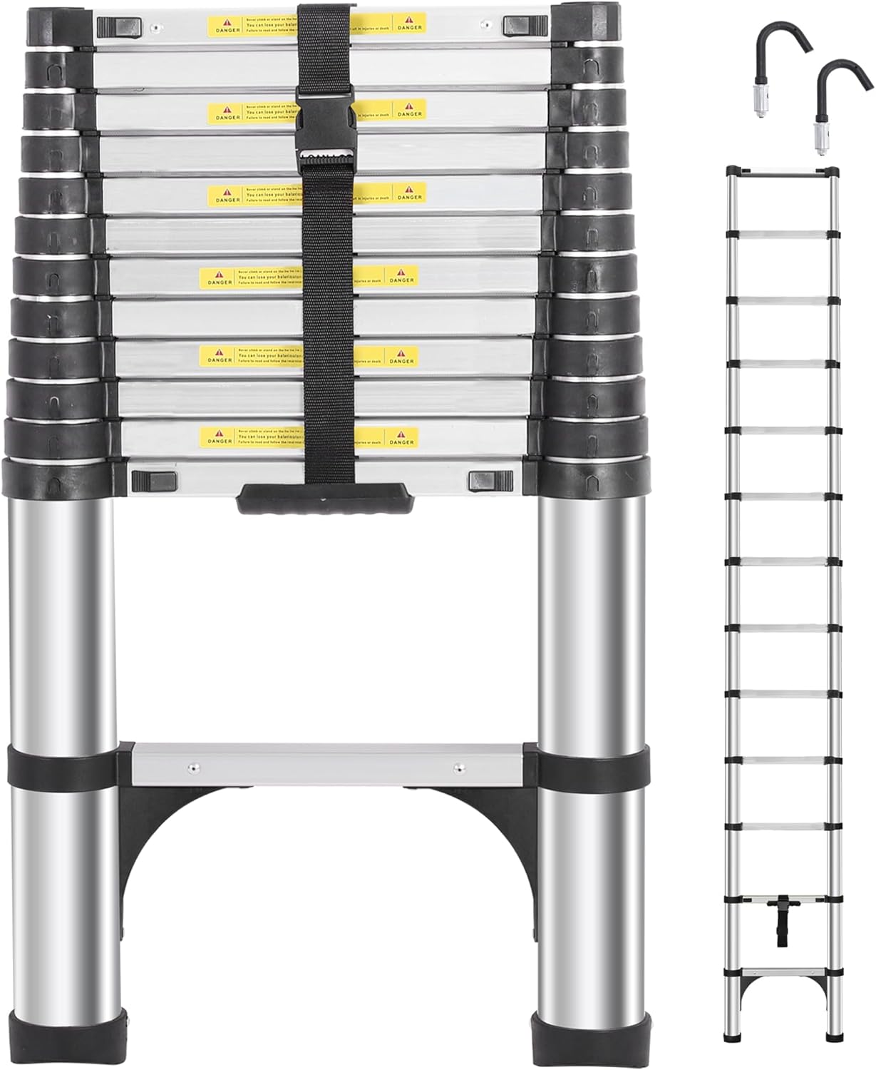 DEZEX Telescoping Ladders 16.5 FT Aluminum Ladder - One-Button ...