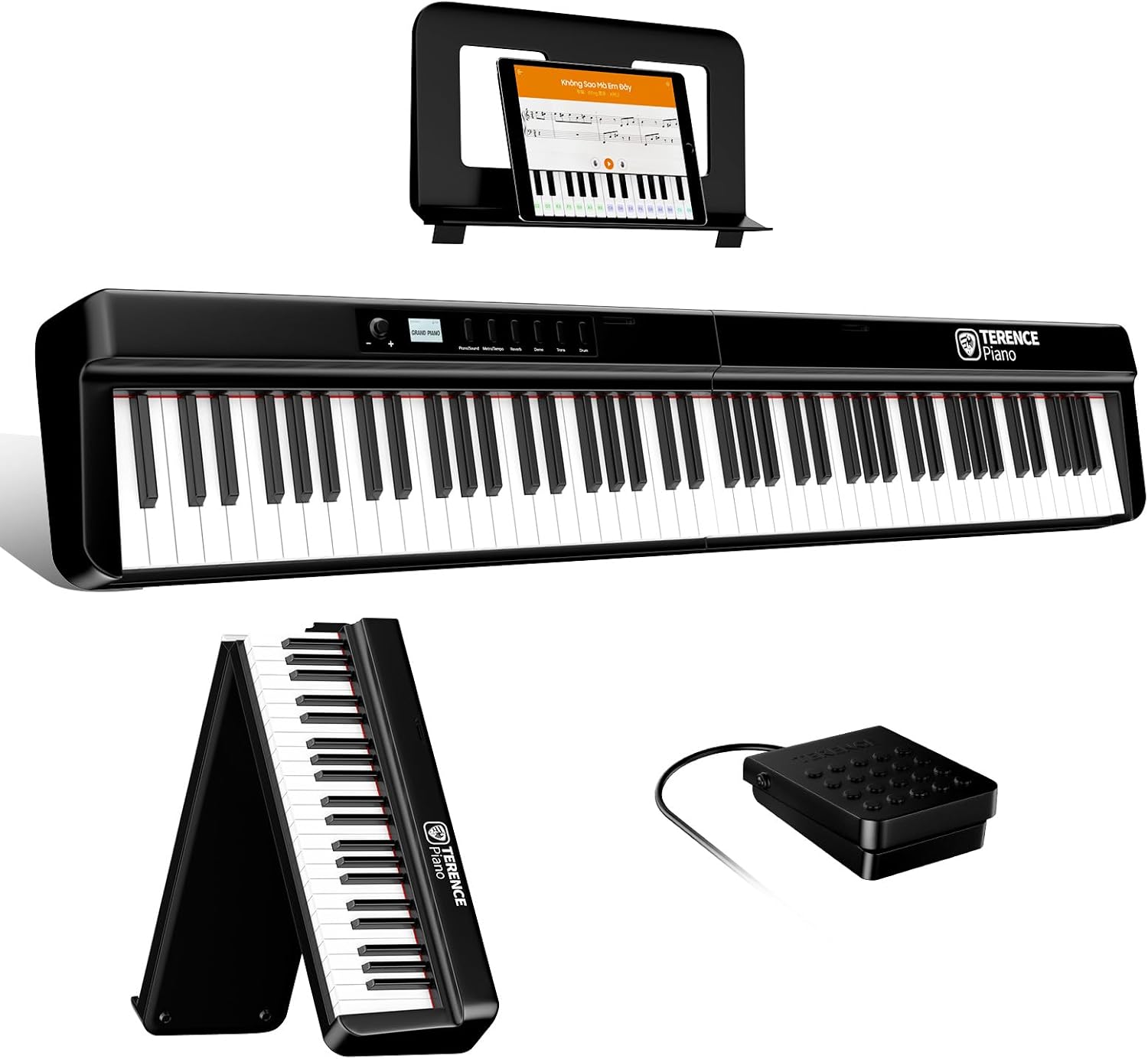 Amazon.com: TERENCE Piano Keyboard, 88 Key Full Size Weighted Folding ...