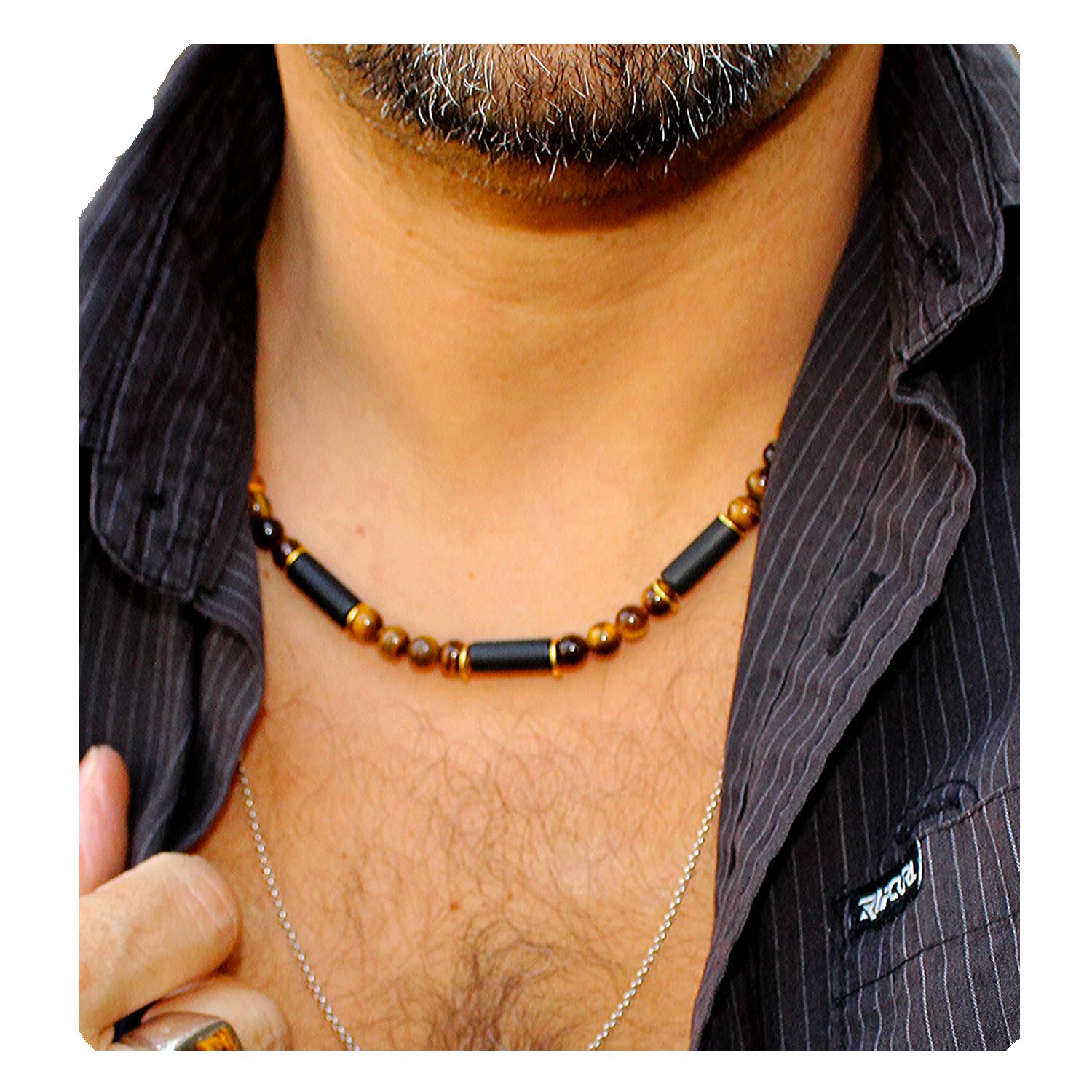 Amazon.com: Necklace for man - Tiger Eye Necklace - Surfer necklace ...