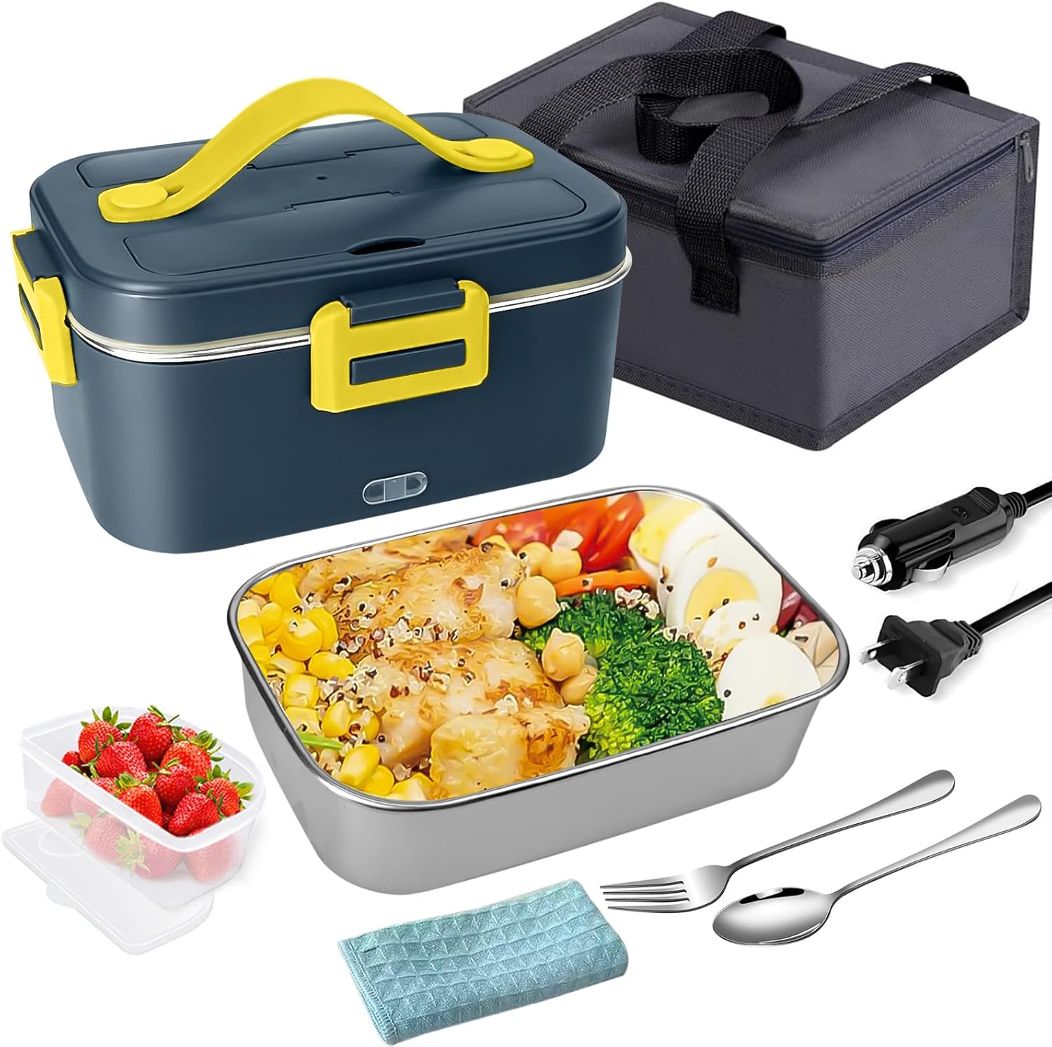 Amazon.com: Landmore Electric Lunch Box, 75W Portable Food Heated Lunch ...