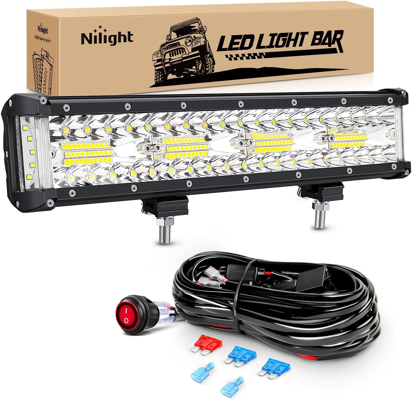 Amazon.com: Nilight Side Shooter LED Light Bar 12 Inch Triple Row Spot ...