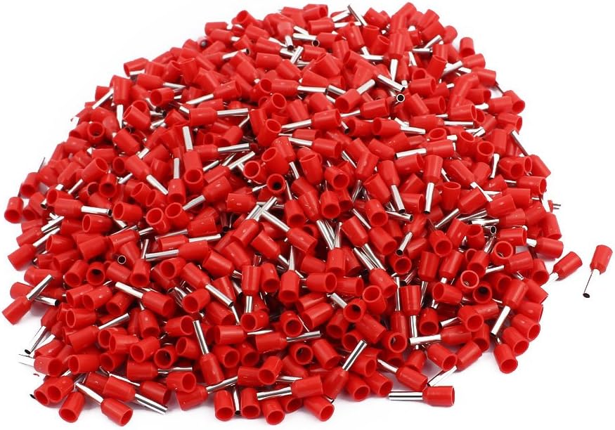 Amazon.com: uxcell 1000Pcs E1508 Red Crimp Connector Insulated Pin ...