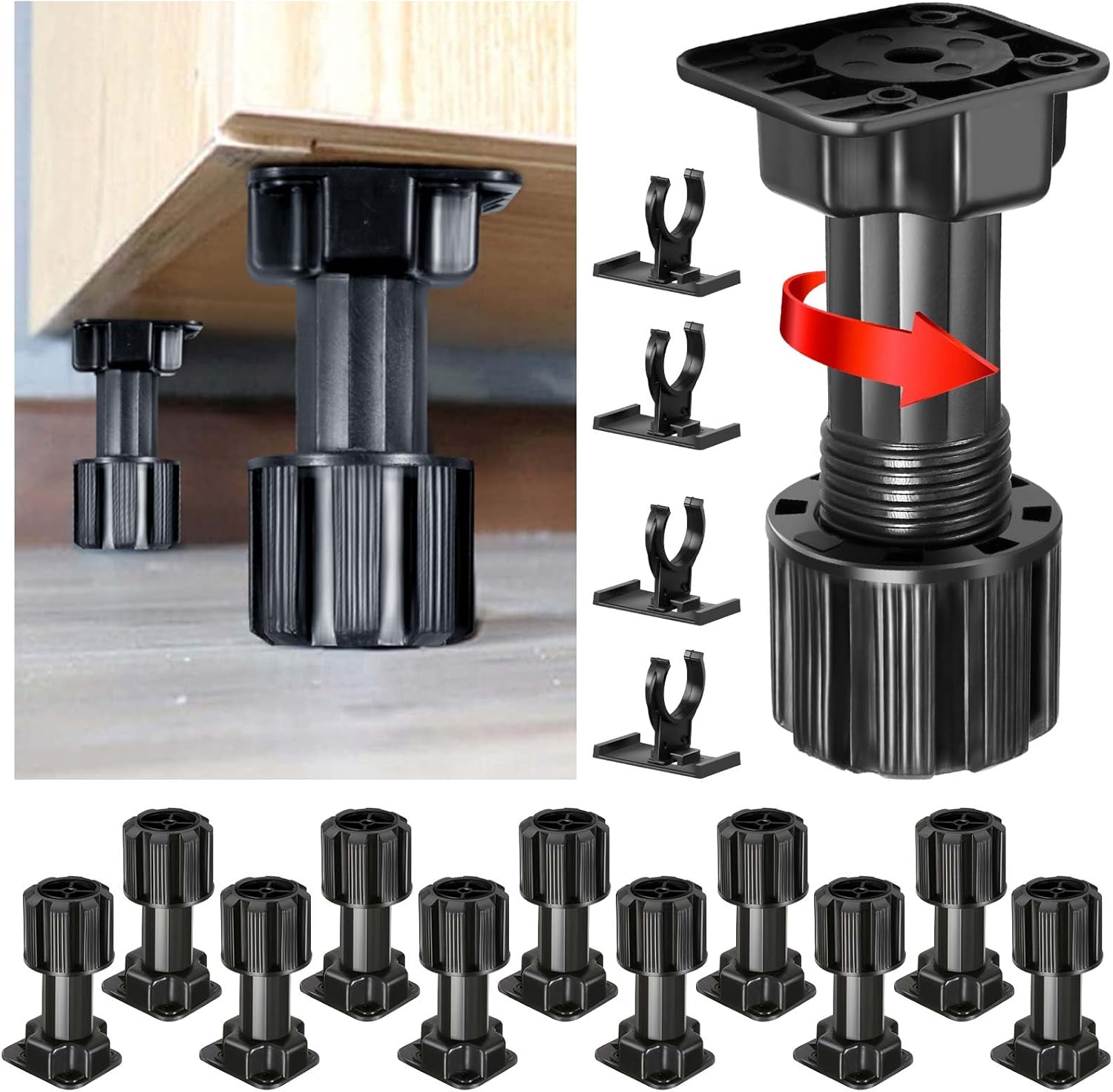 Amazon.com: Mdkave 12pcs Kitchen Cabinet Support Legs, Kitchen Cabinet ...