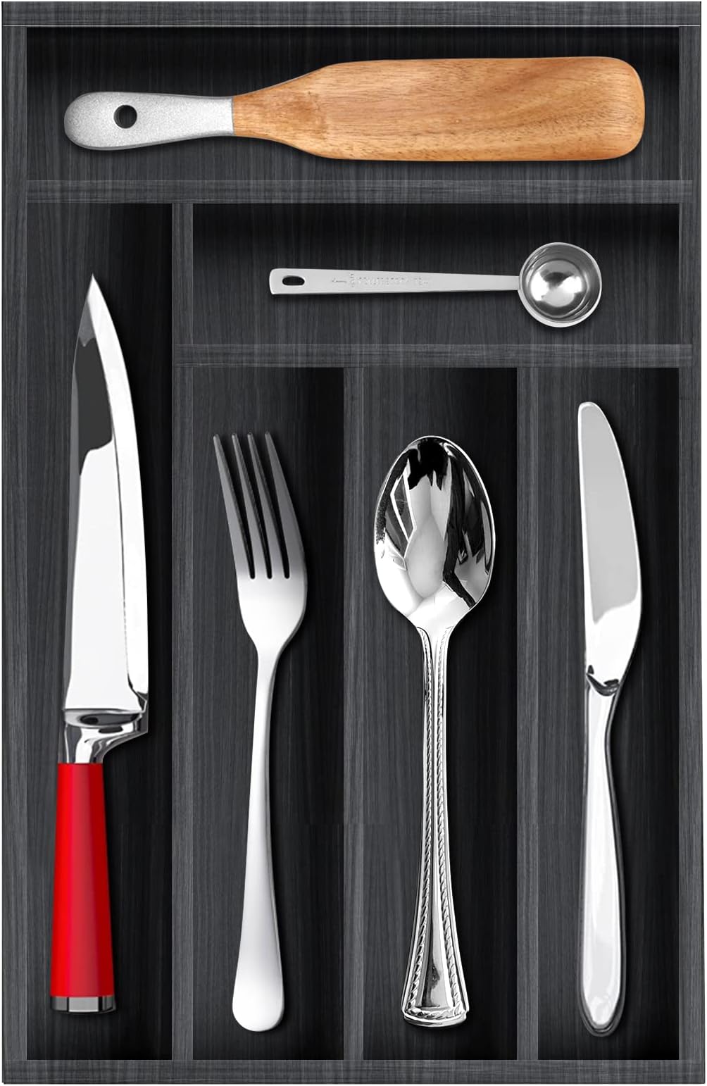 Amazon.com - Silverware Drawer Organizer Cutlery Tray - Bamboo Black ...