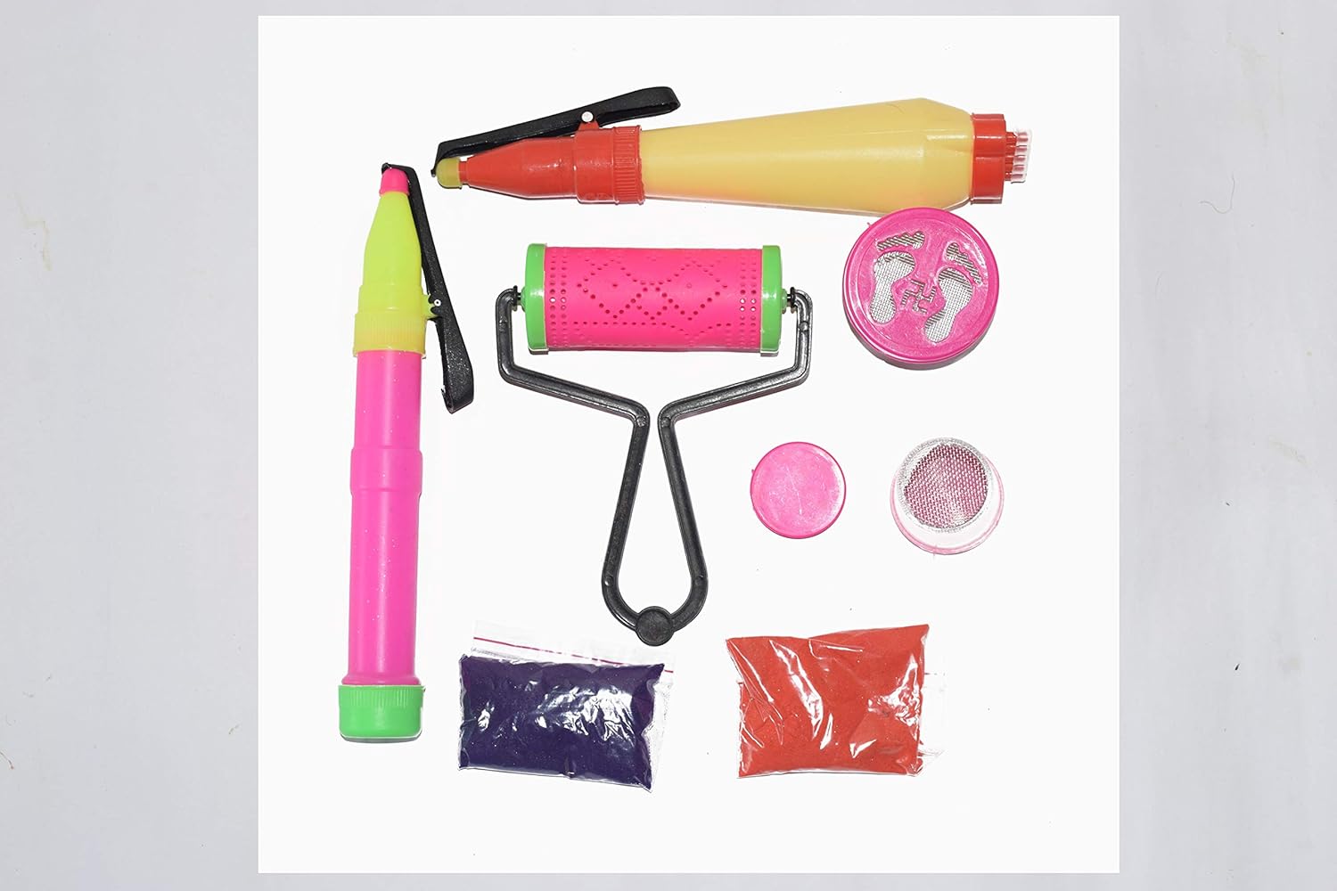 Buy ORAMSA Plastic Rangoli kit- Rangoli Powder 2 Rangoli Pen, 1 Filler ...