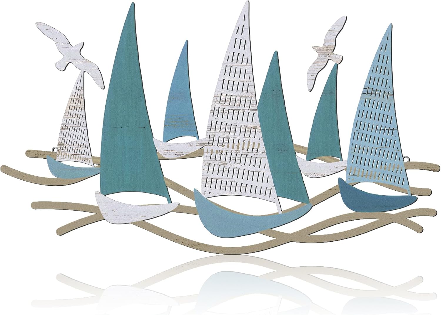 Amazon.com: Pinkunn Metal Beach Wall Decor Hanging Sailboats Metal ...