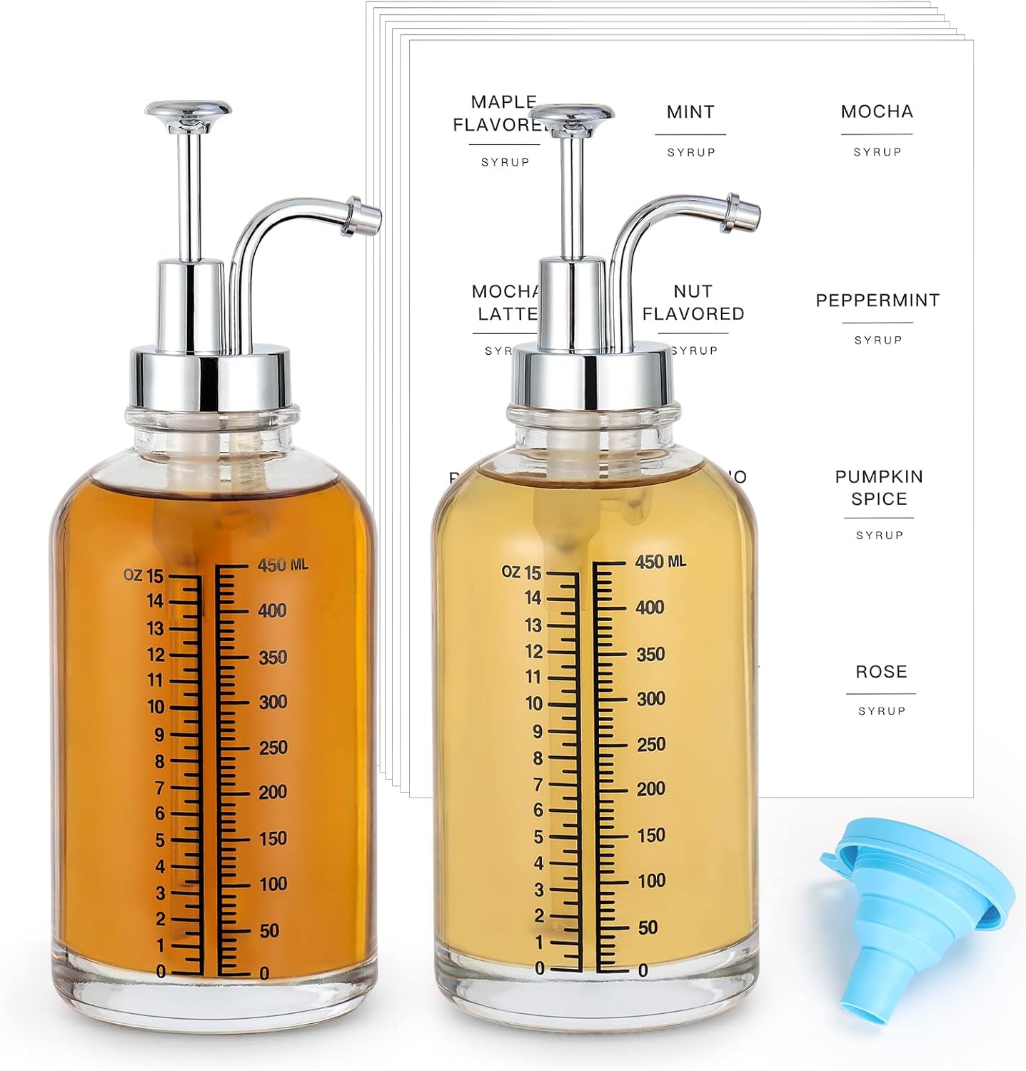 Amazon.com: Treetoi 16.9 OZ Coffee Syrup Pump Dispenser with Scale for ...