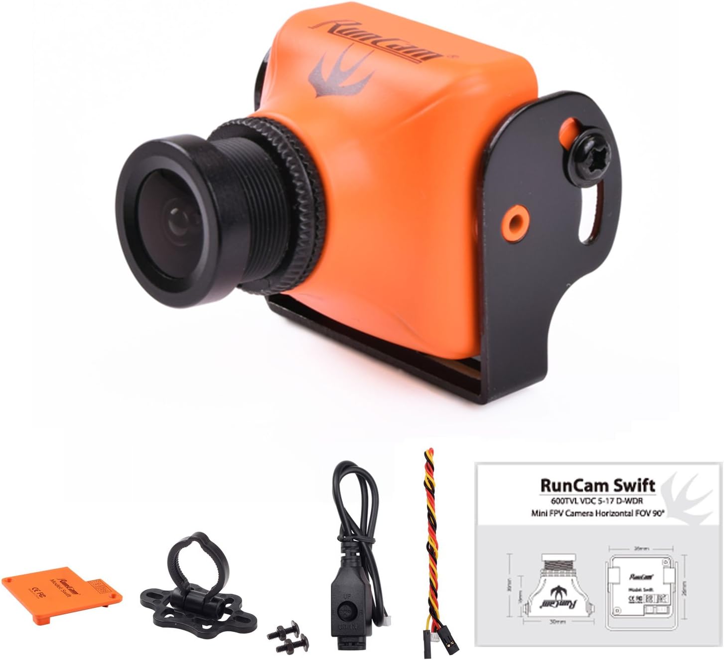 Amazon.com: RunCam Swift FPV Camera 2.5mm Lens FOV 130° 600TVL OSD 5 ...