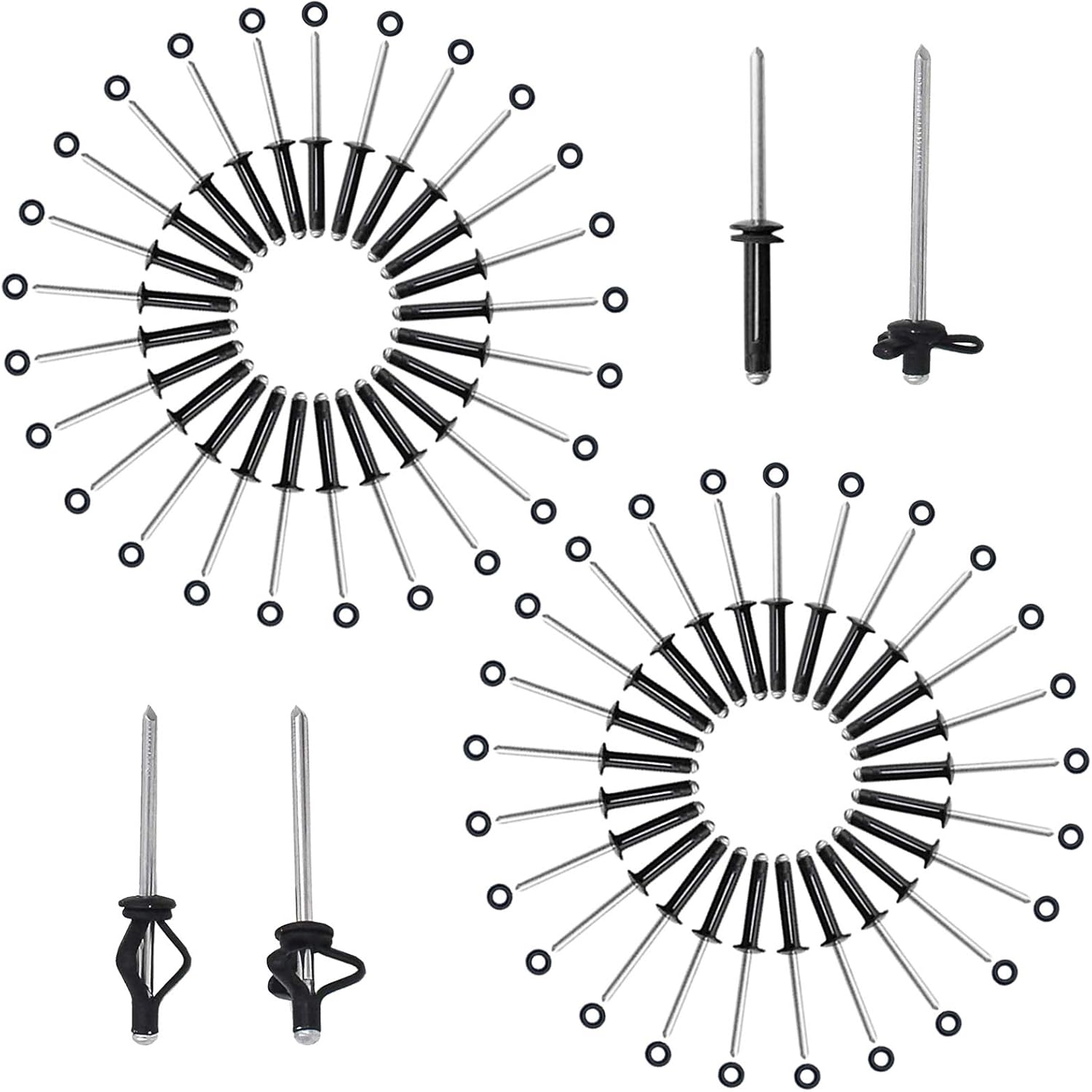 Amazon.com: 50 Set of 3/16" Long Grip Tri-Grip Rivets Tri-Fold Tri Bulb ...