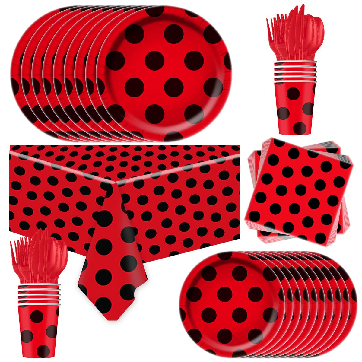 Amazon.com: 81Pcs Ladybug Party Tableware Set Ladybug Birthday Party ...