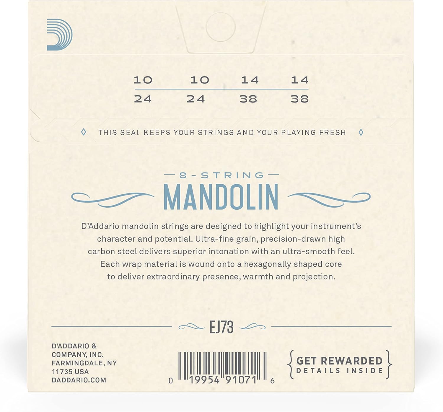 D'Addario Mandolin Strings - Mandolin Strings - Phosphor Bronze - For 8 ...