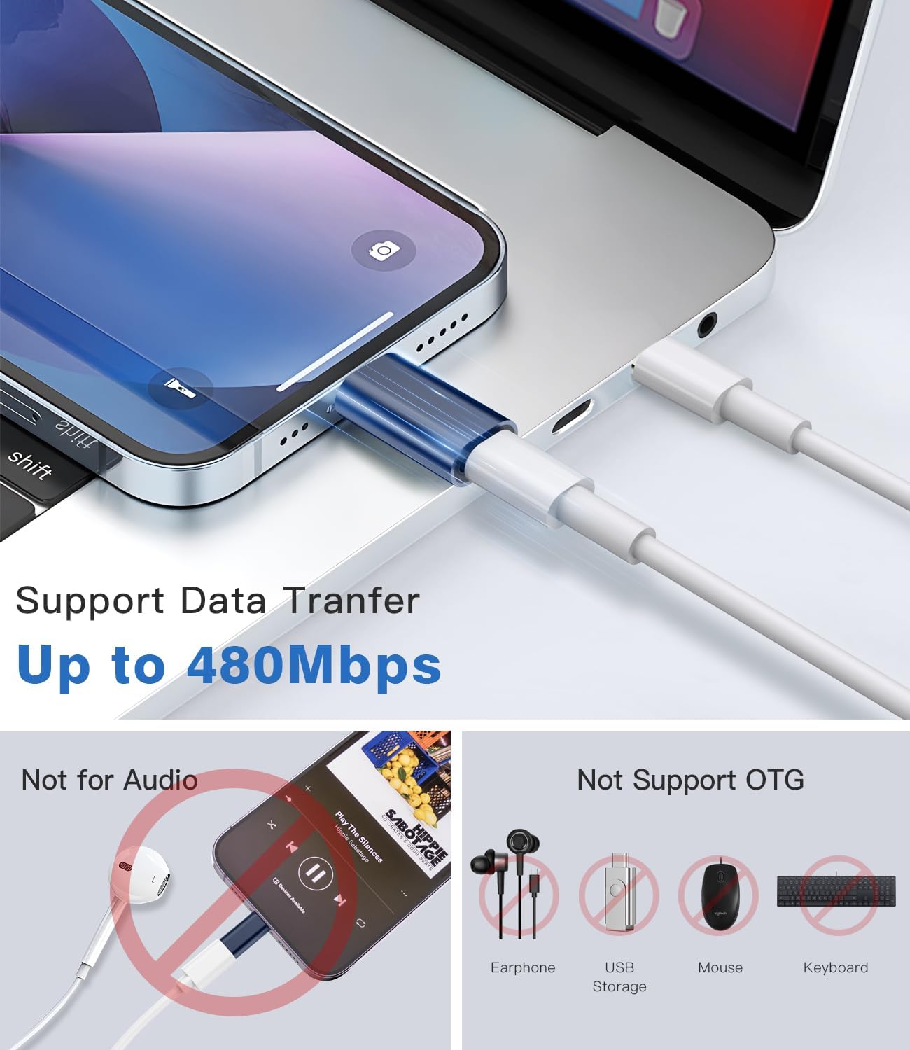 FQSH Paquete de 4 adaptadores Lightning a USB C, 2 conectores Lightning ...