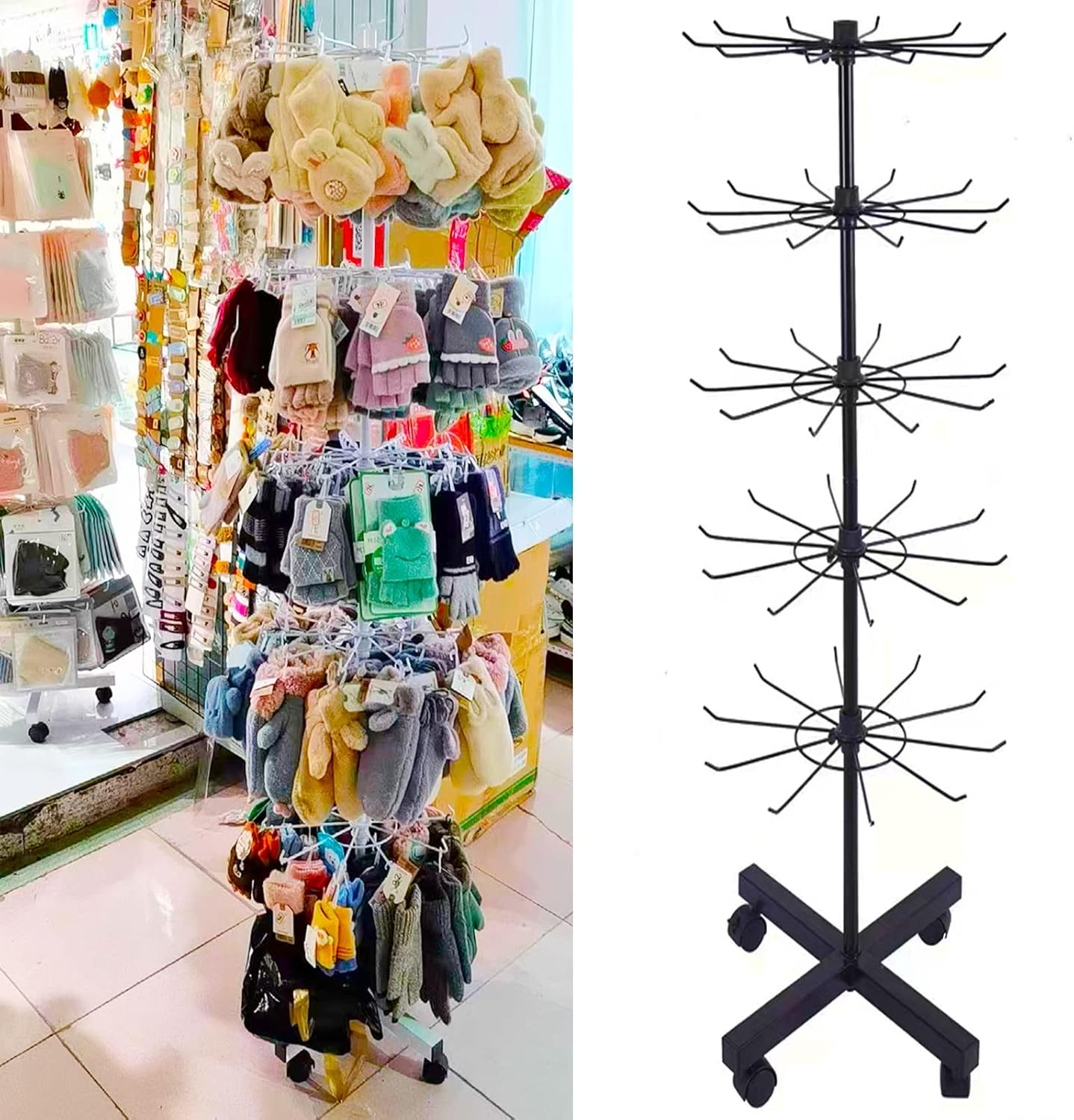 Amazon.com: 5 Tier Retail Display Stand Movable Rotating Display Stand ...