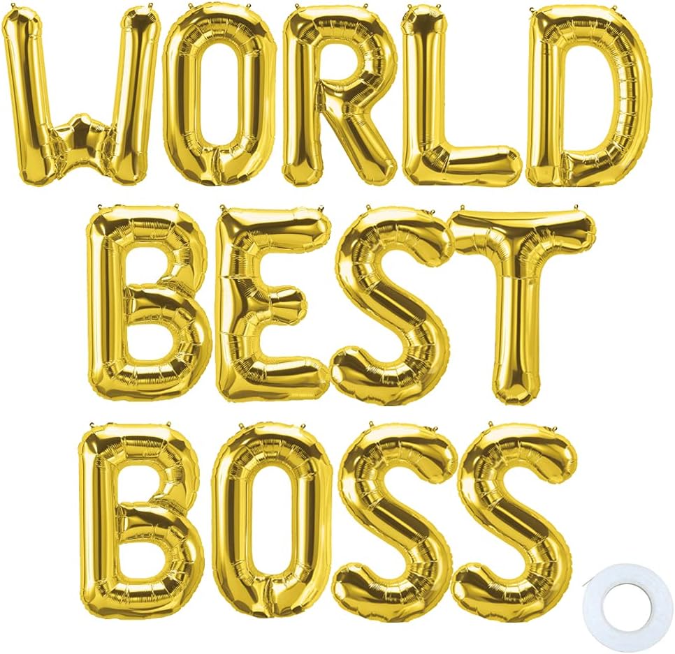 Amazon.com: World Best Boss Balloon Banner Party Decorations - Happy ...