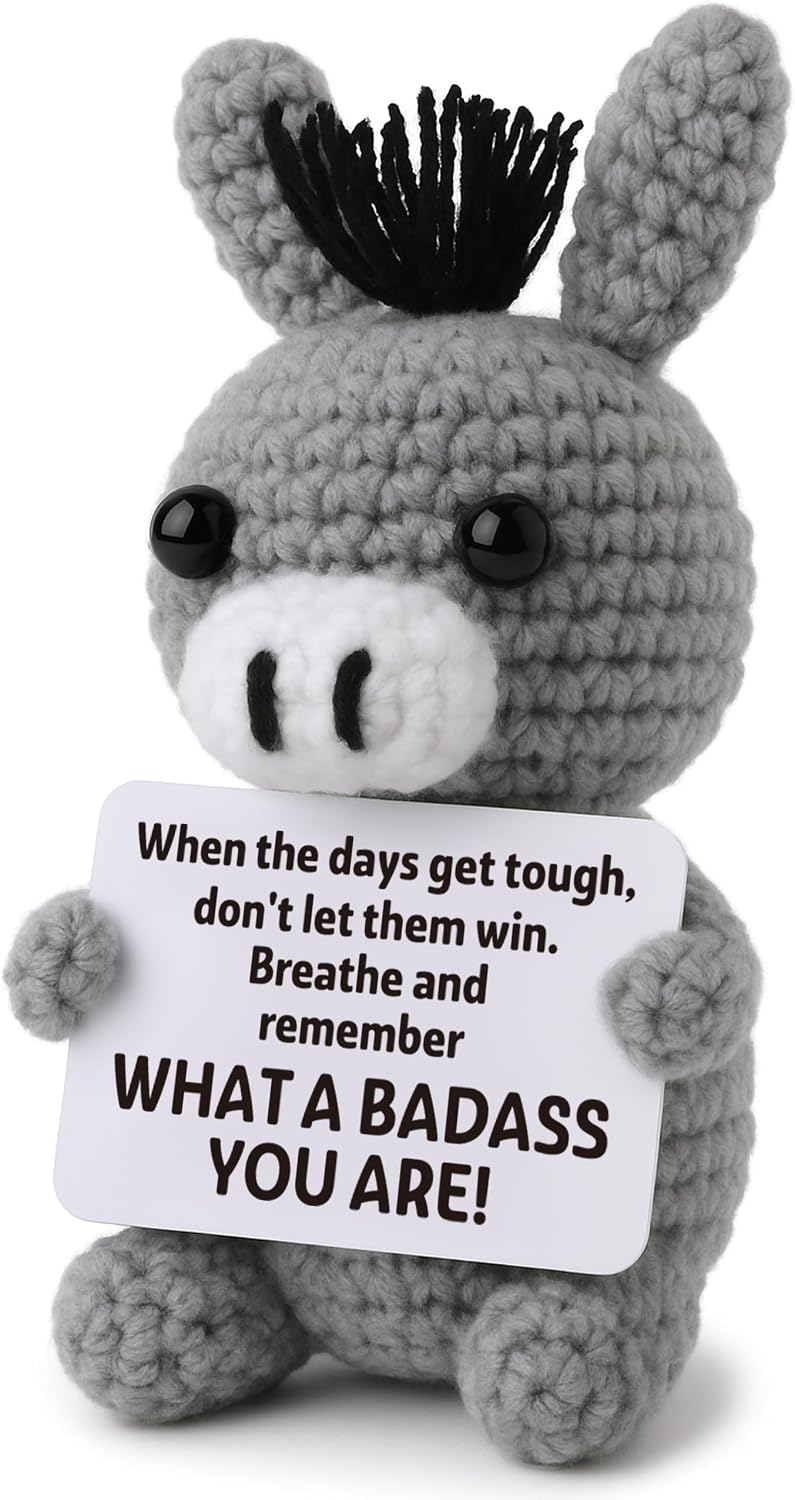 Amazon.com: Funny Positive Badass Donkey Crochet Plush, Christmas ...