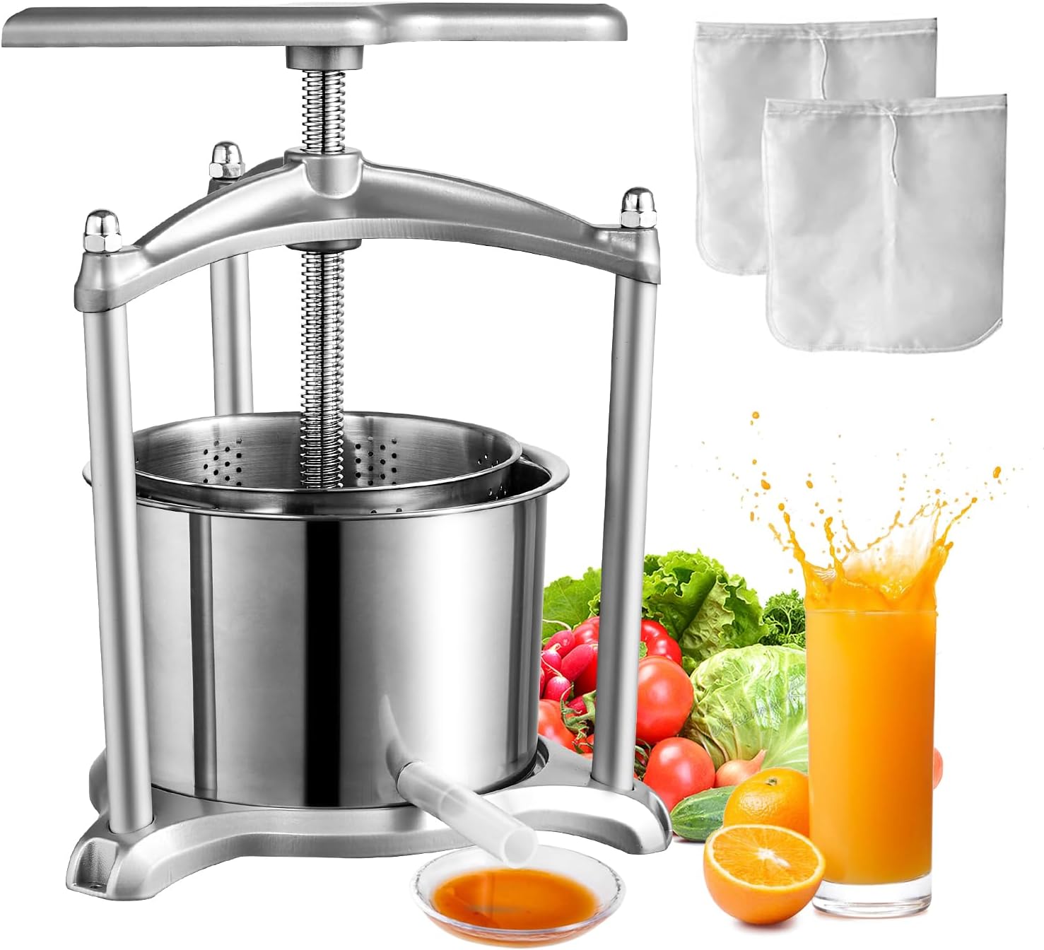Amazon.com: VEVOR 5.5 L Fruit Press Apple Press Fruit Press Mash Press ...