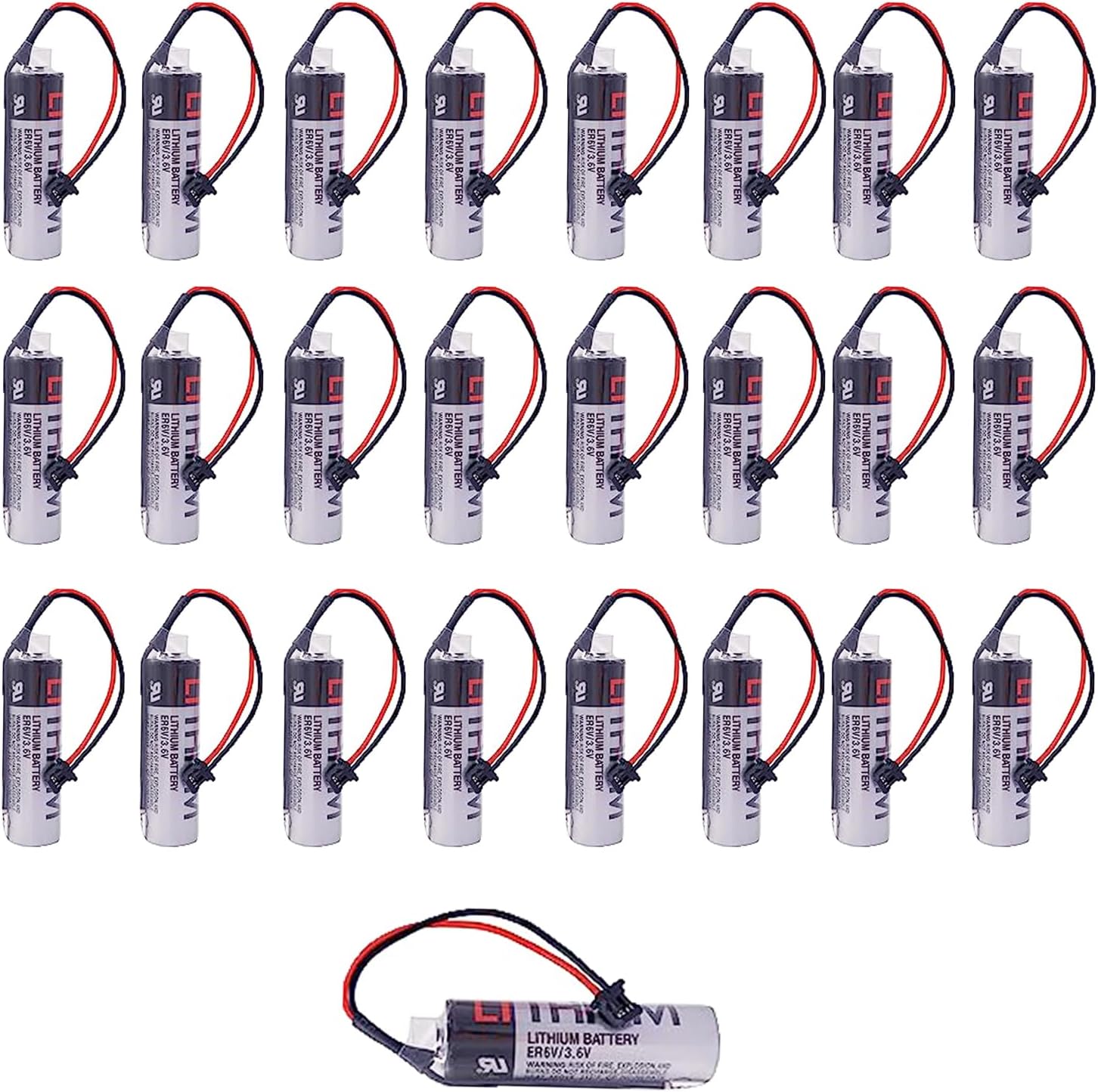 Amazon.com: 【25 Pack】 ER6V/3.6V Battery with Black Plug ER6VC119A ...