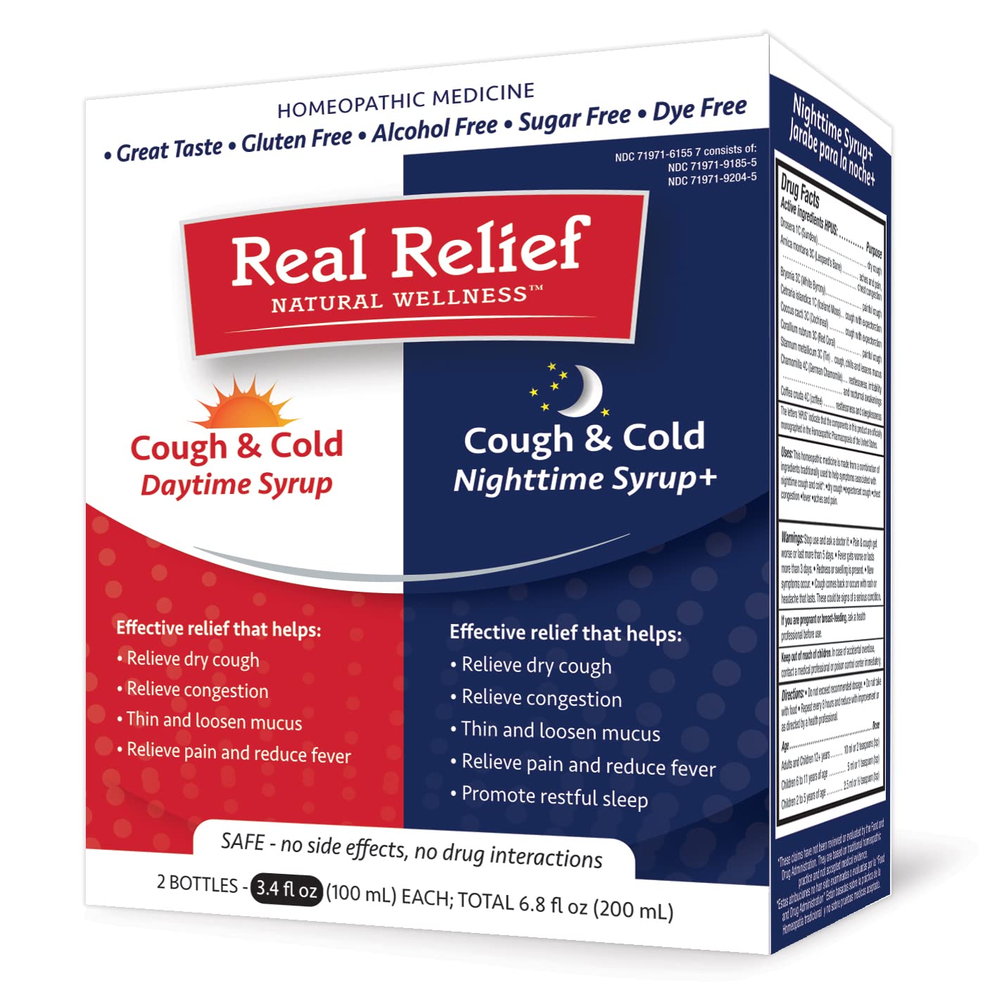 Amazon.com: Real Relief Cough & Cold Syrup Combo Daytime and Nighttime ...