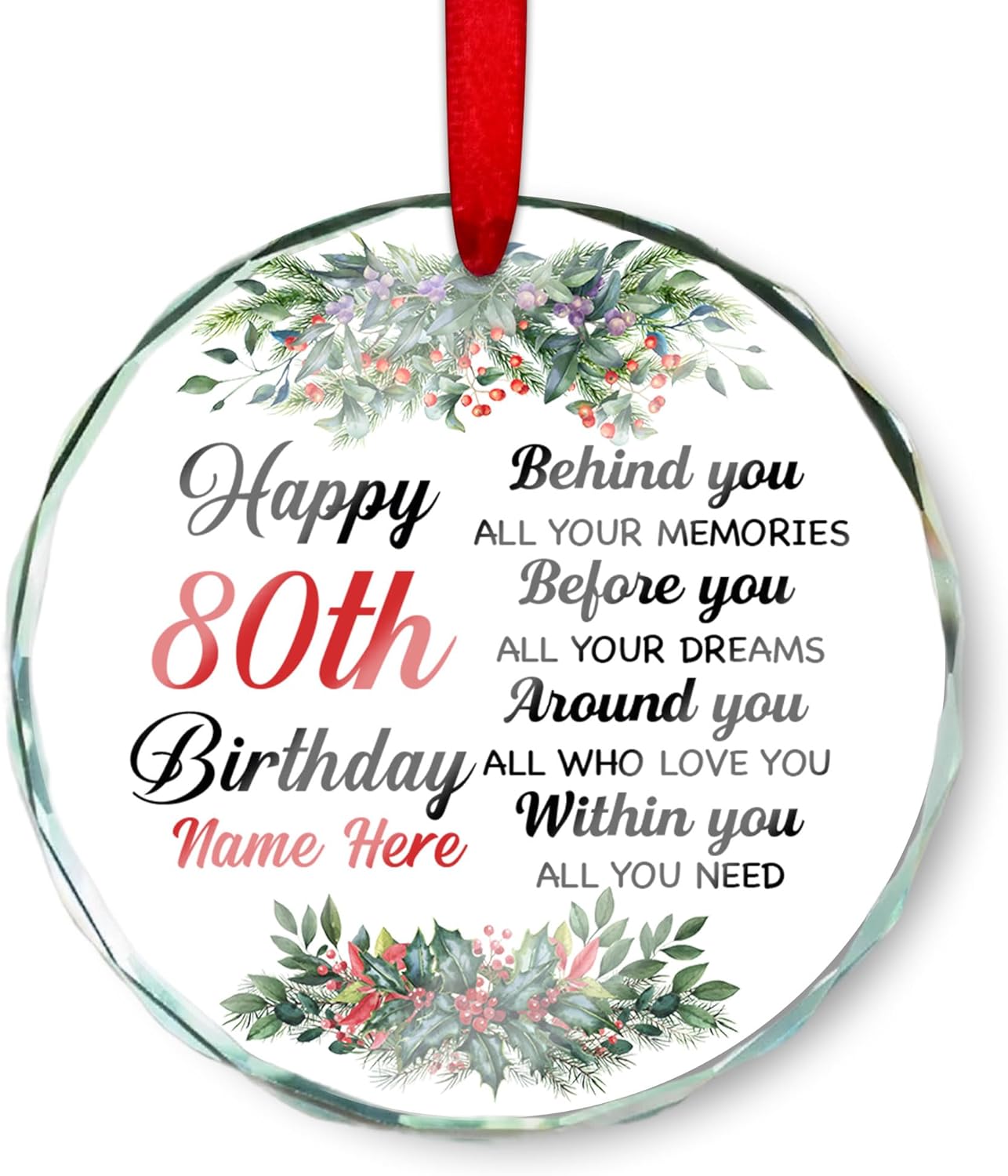 Amazon.com: 80th Birthday Christmas Glass Ornament for Men Women ...