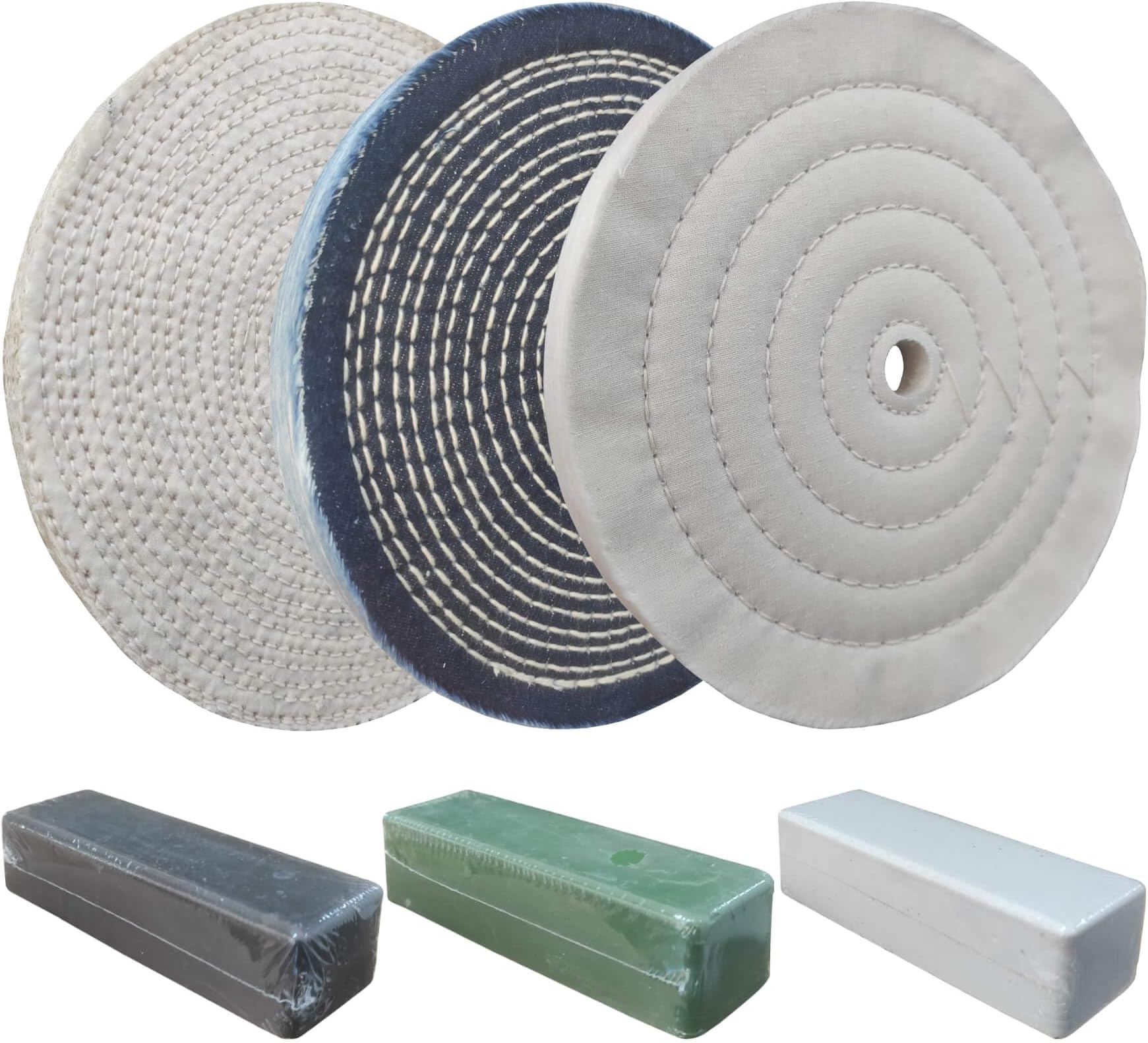 2 PC 8" X 5/8" Ply Soft Cotton Bench Grinder Buffing Wheels (8BUFF088 ...