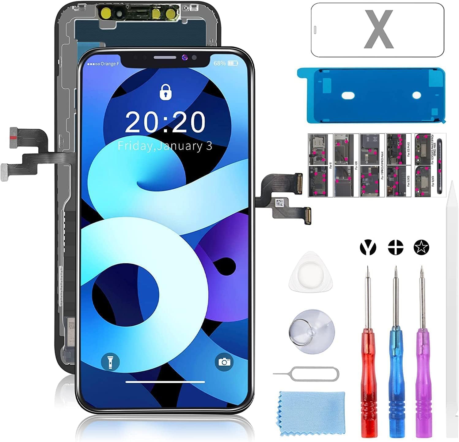 Amazon.com: Wholesale for iPhone X 10 Screen Replacement,5.8 inch COF ...