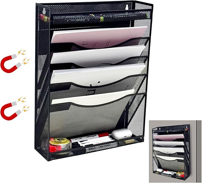 Amazon.com : PAKAHEY 6 Tier Magnetic File Holders，No Drilling Required ...