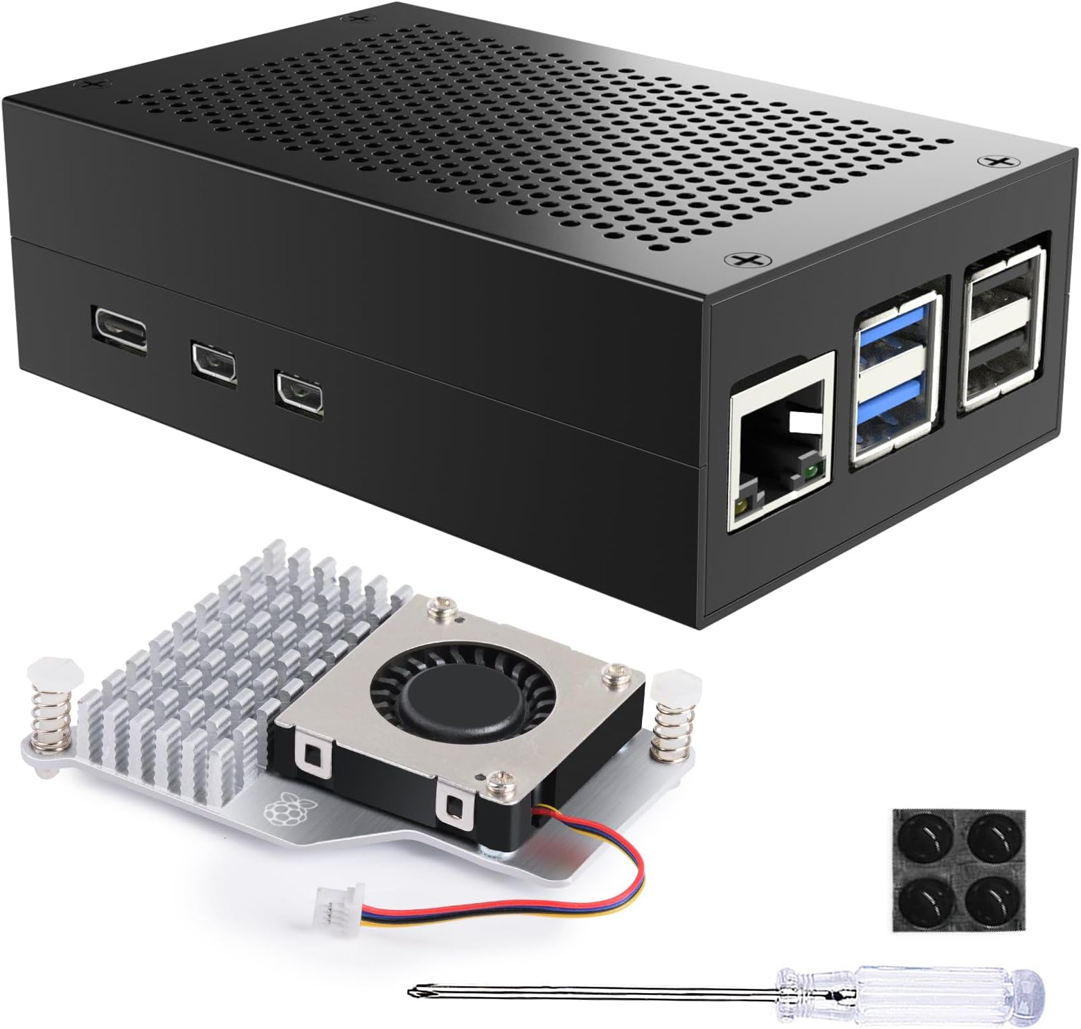 Pironman 5 NVMe M.2 SSD PCIe Mini PC Case pour Raspberry Pi 5 Hailo-8L AI Accelerator avec Tower ...