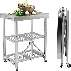 Amazon.com: Hymula 3 Tier 300 LBS Foldable Rolling Service Cart ...