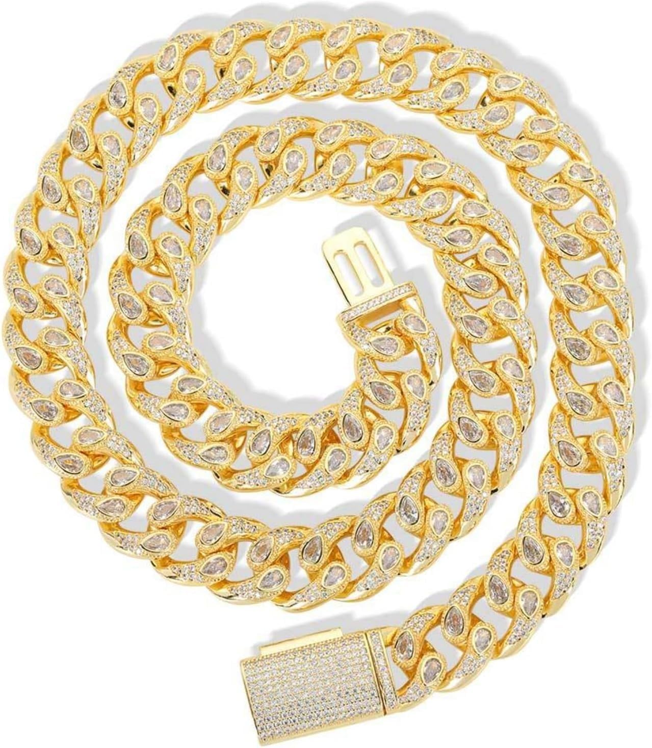 WAHZAUS Miami Link Chain Necklace for Men Women, Iced Diamond Chains ...