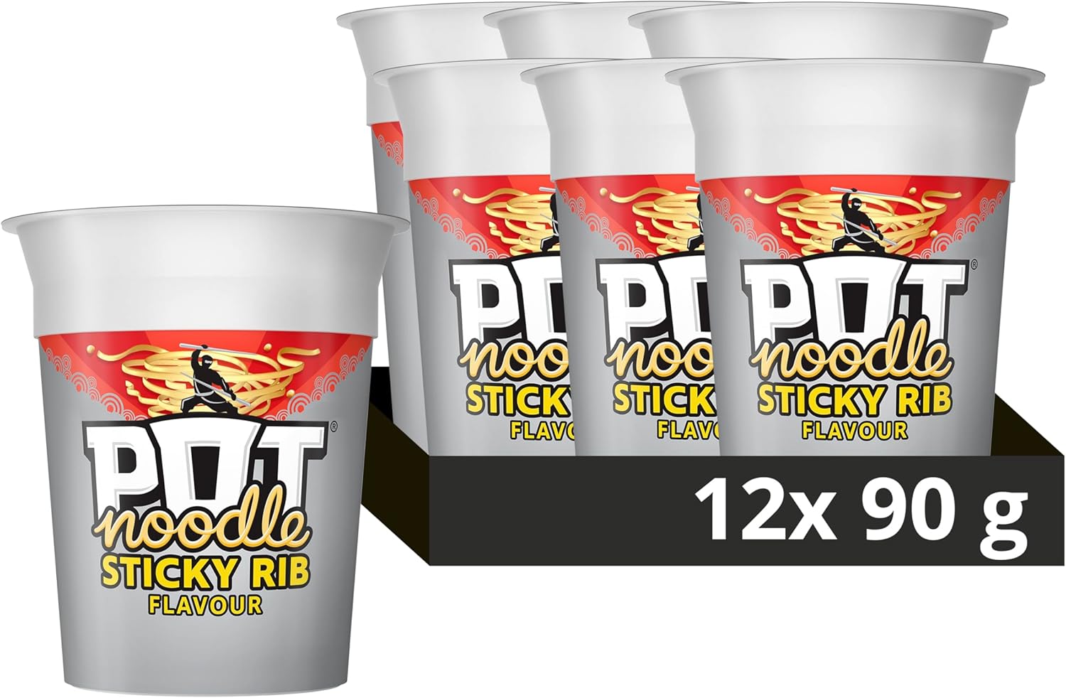 Pot Noodle Sticky Rib Standard Pot Noodle instant vegan* snack quick to ...
