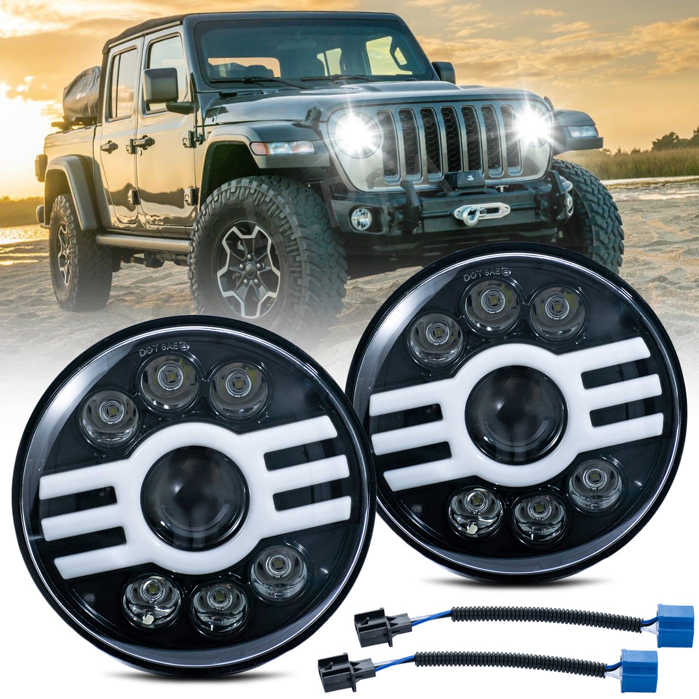 LLPTA Set of 2 7" Inch Round Universal H6024/H6017/6015/6014/6012 ...