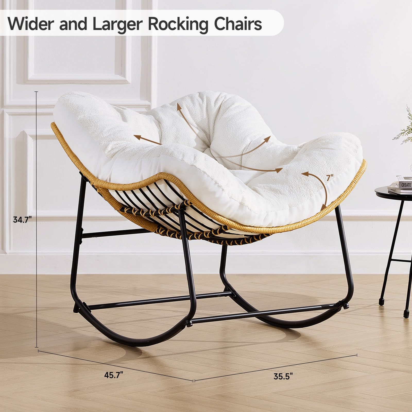Snapklik.com : ONBRILL Outdoor Rocking Chairs, Oversized Papasan ...
