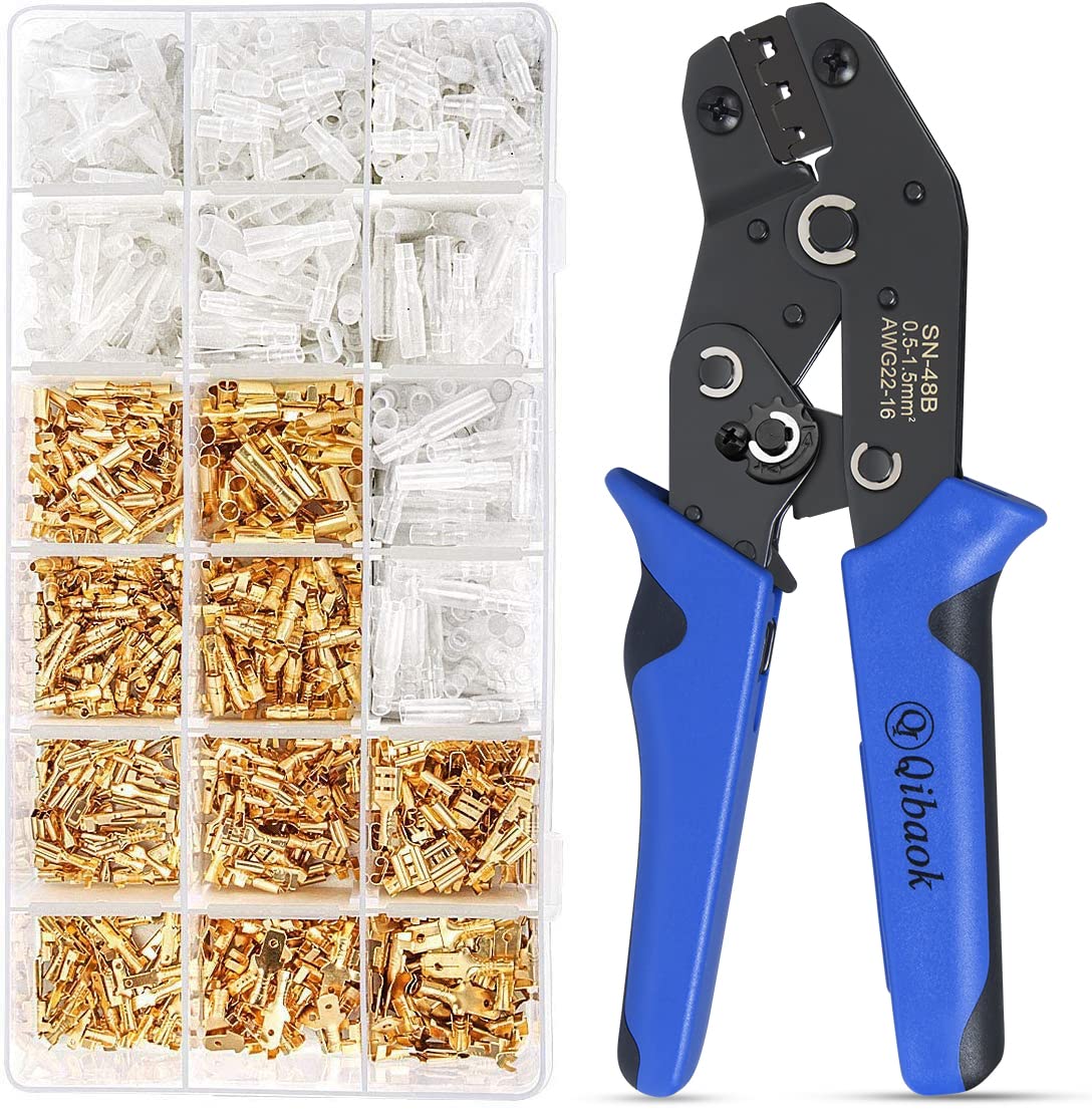 Wire Terminal Crimping Tool Kit, Qibaok Ratcheting Wire Crimper AWG 22 ...