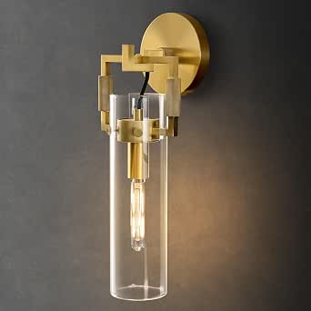 BlesULuk Knurled Brass Bathroom Wall Sconce - Luxury Modern Dimmable ...