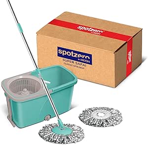 Spotzero by MILTON Spin Mop and Bucket with 2 Microfiber Refill, Liquid ...