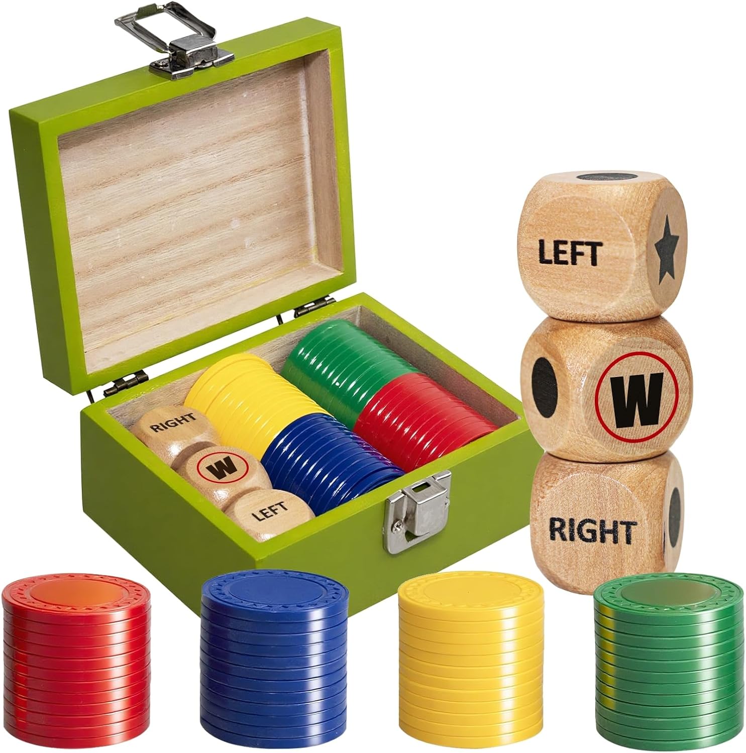 Amazon.com: Aikgidtt Left Right Roll Dice Game Wild Set | 3 Wood Dices ...