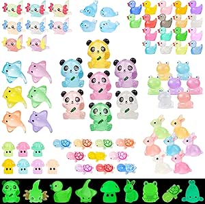 Amazon.com: 120 Pcs Luminous Mini Resin Animals Glow in The Dark Small Little Tiny Resin ...