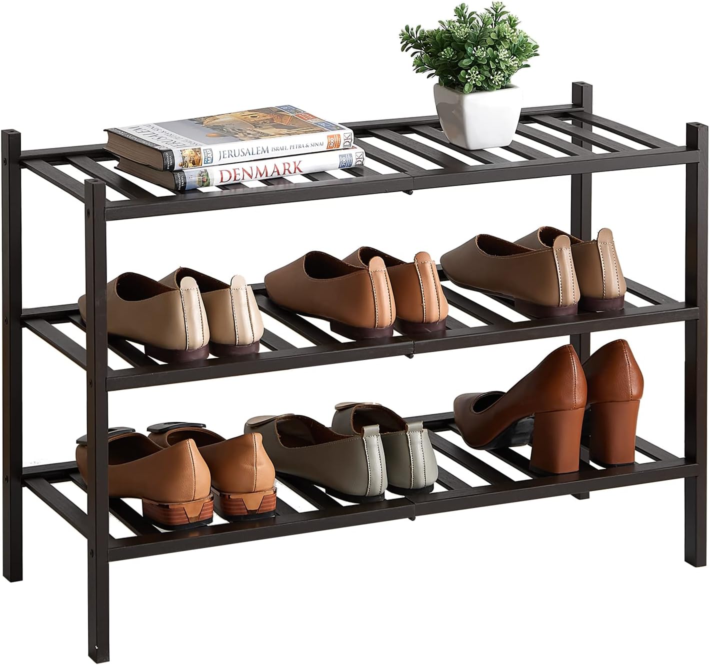 Amazon.com: quiqear Bamboo Shoe Rack, 4 Tier Shoe Rack Organizer ...