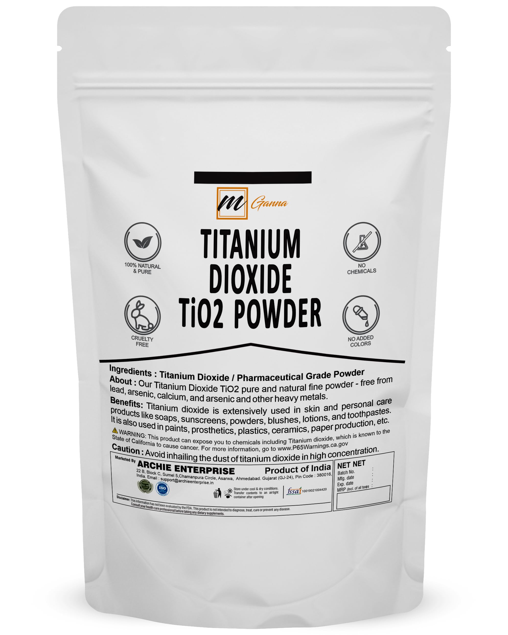Buy 100% Natural Non-nano & Uncoated Titanium Dioxide Powder for Skin ...