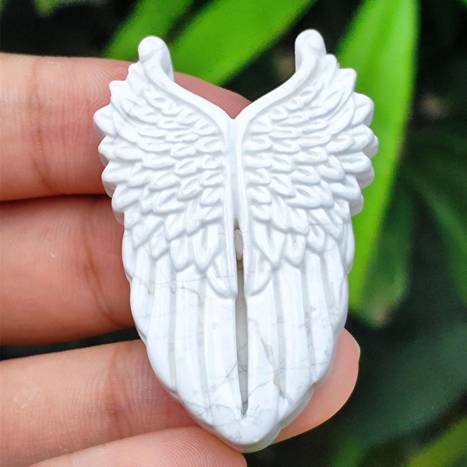 Amazon.com: 1PC Natural White Turquoise Hand Carved Angel Wing Quartz ...