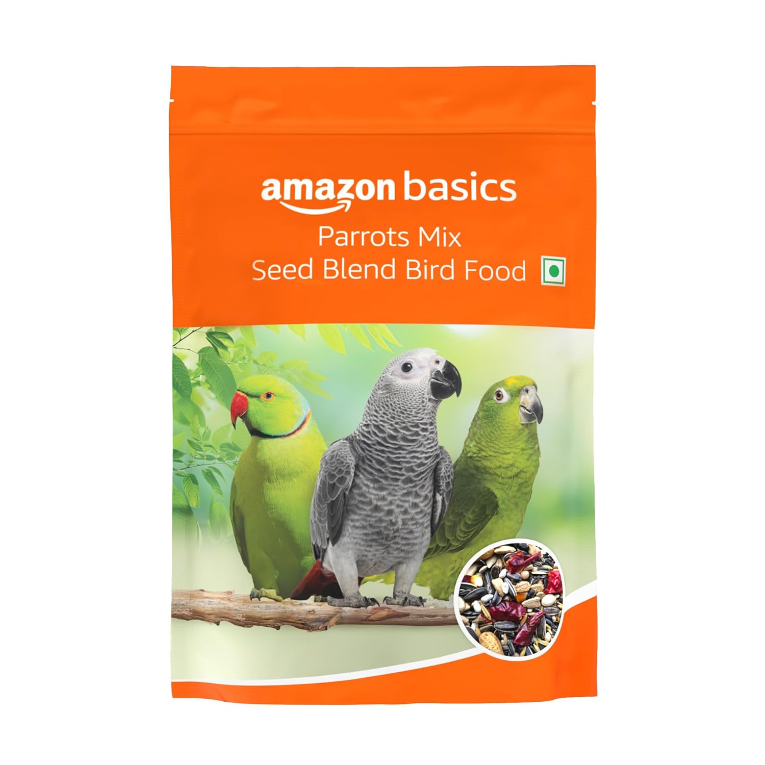 Amazon Basics Mix Seed Bird Food for Parrots, African Grey Parrot, Sun Conure, Macaw, Lovebird ...