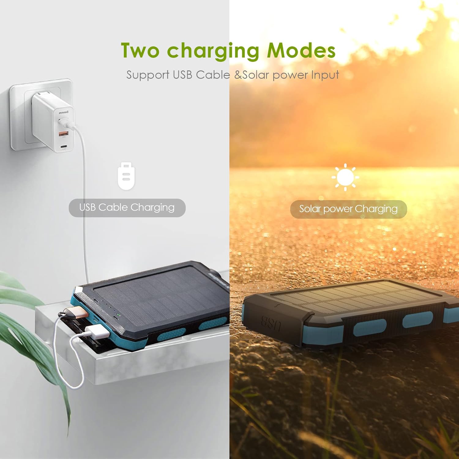 X-DRAGON Solar Power Bank 24000mAh External Battery Pack Portable ...