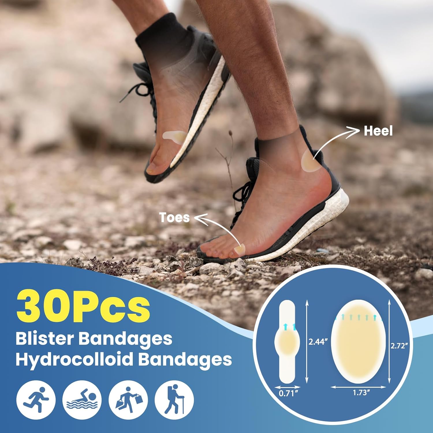 Bandagens Hidrocoloides para Bolhas – 36 unid de Almofadas Gel à Prova ...