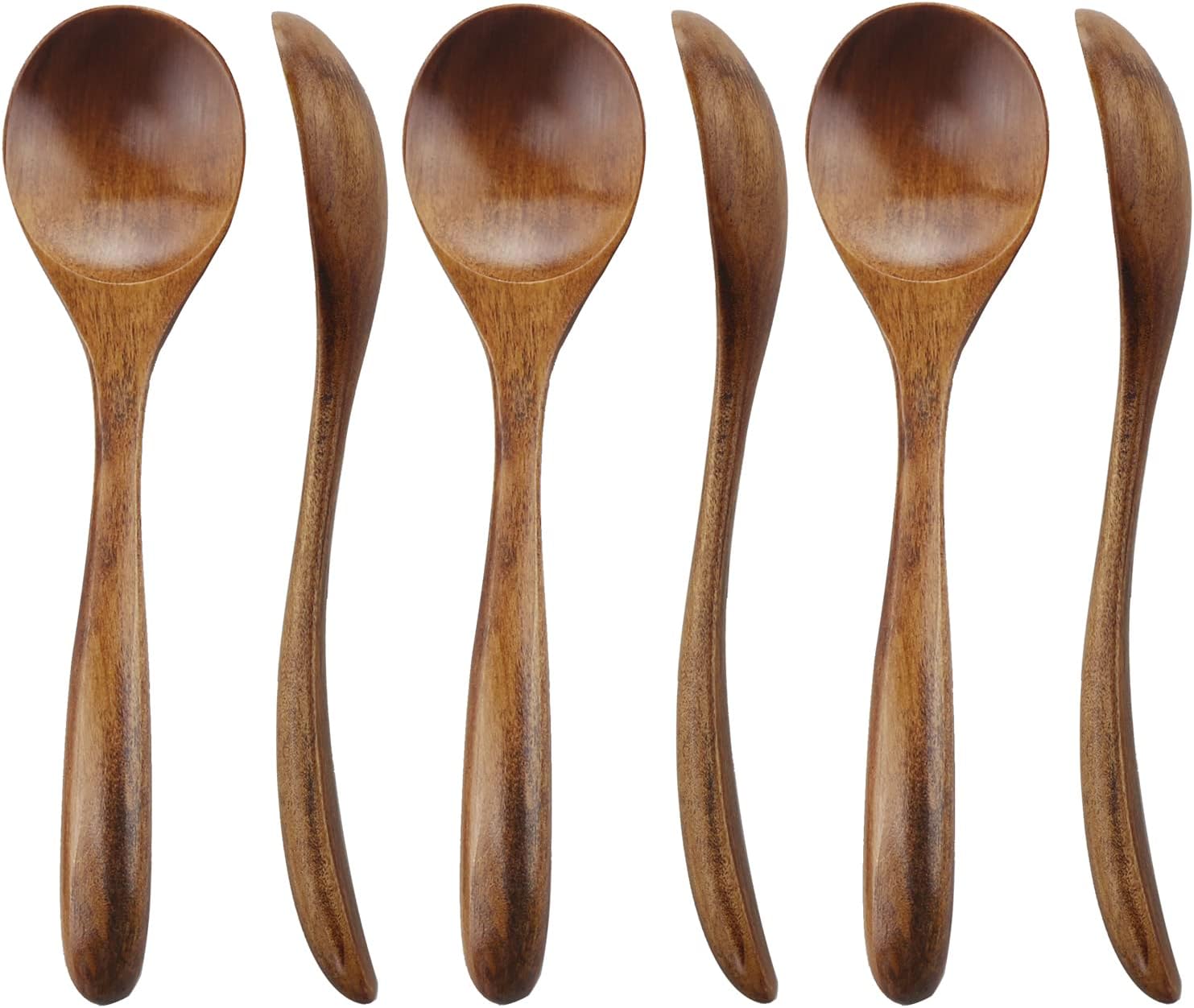 Amazon.com: Wooden Spoons for Eating, ADLORYEA 6-Piece Wood Spoons, 7 ...