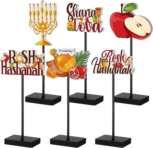 Amazon.com: Amyhill 6 Pcs Rosh Hashanah Decorations Wooden Table ...