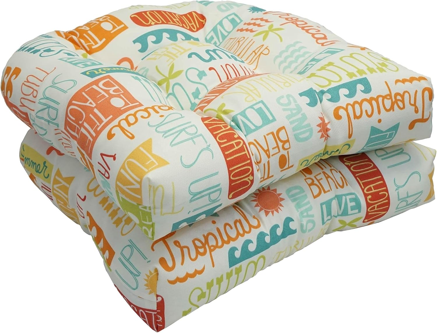 Amazon.com : Blazing Needles Premium Outdoor Rounded Back Chair Cushion ...
