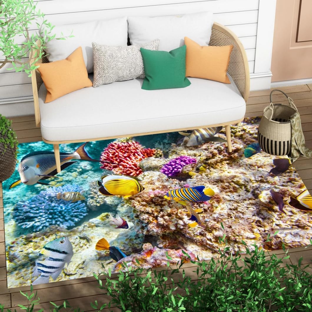 Amazon.com: Blue Ocean Tropical Fish Coral Reef Aesthetic Texture ...